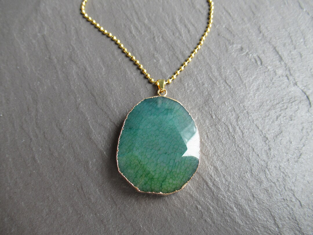 Raw Dragon Scale Agate Slice Pendant Necklace Chain, Boho Quartz Hippie ...