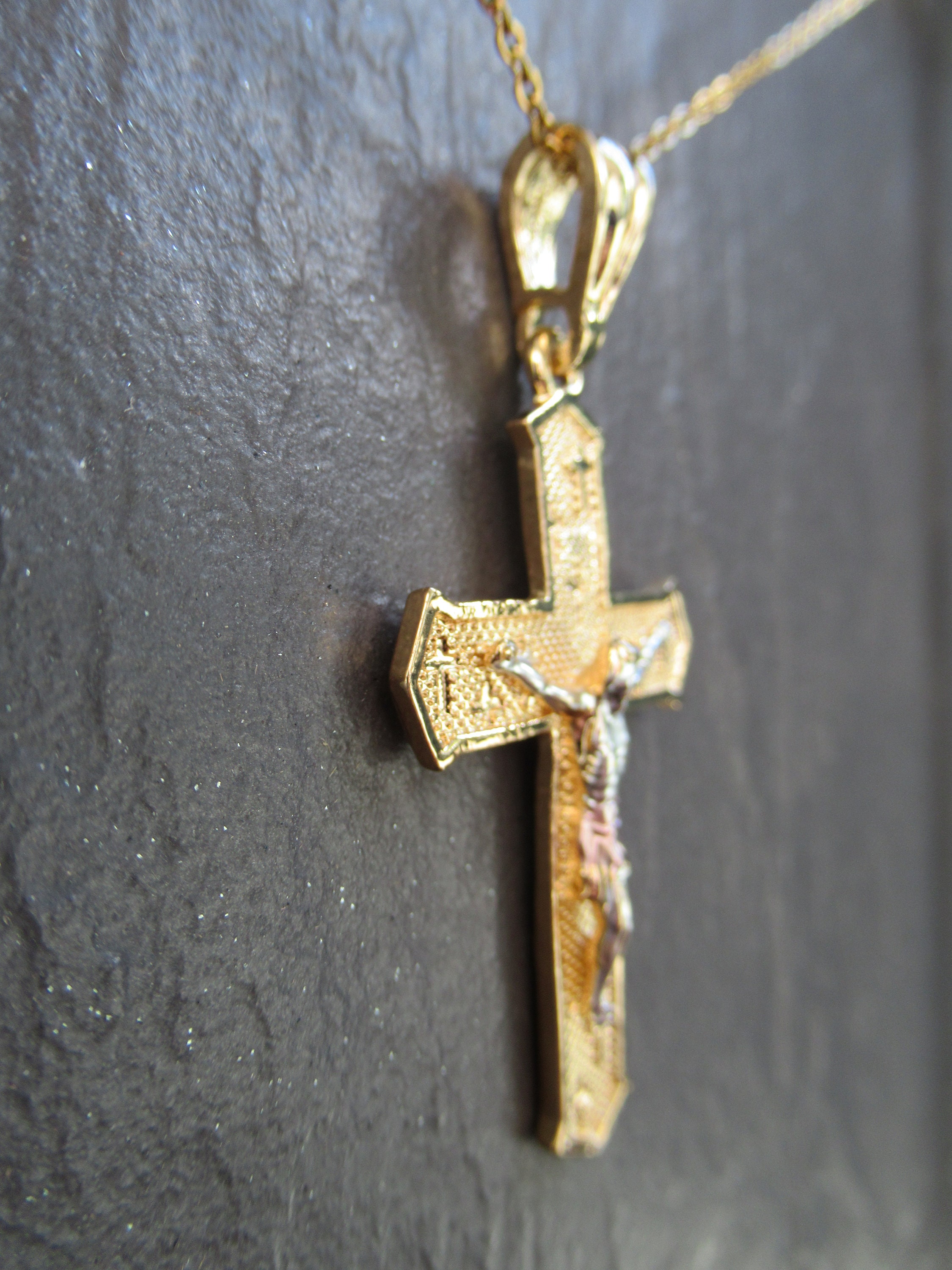 3D 18K Gold Plate Crucifix Chain Necklace Christian Jesus - Etsy UK