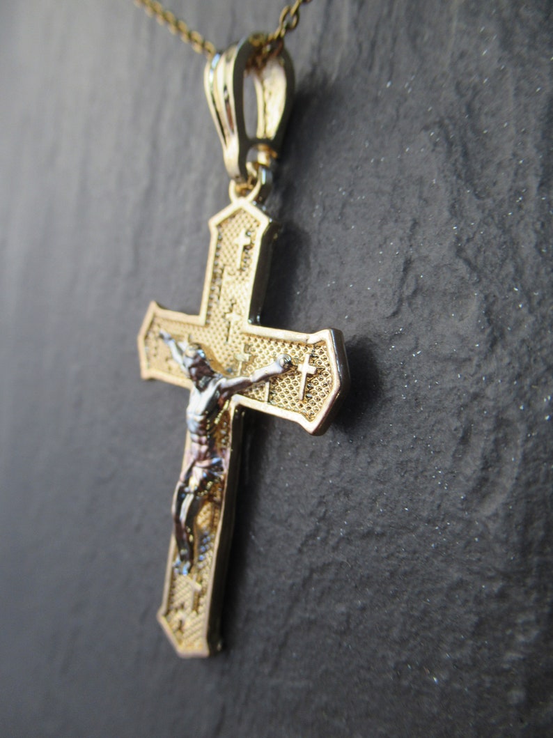 3D 18K Gold Plate Crucifix Chain Necklace Christian Jesus - Etsy UK