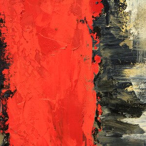 Textured Oil Painting Abstract Contrast Colors Red Line With Black ...