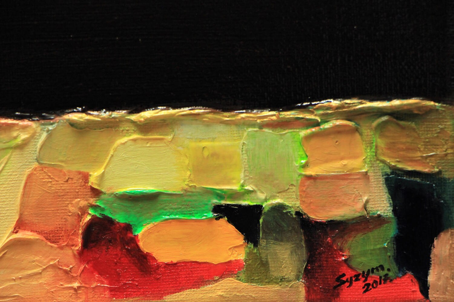 Textured Abstract Landscape Small Original Oil on Canvas by Syzym ...