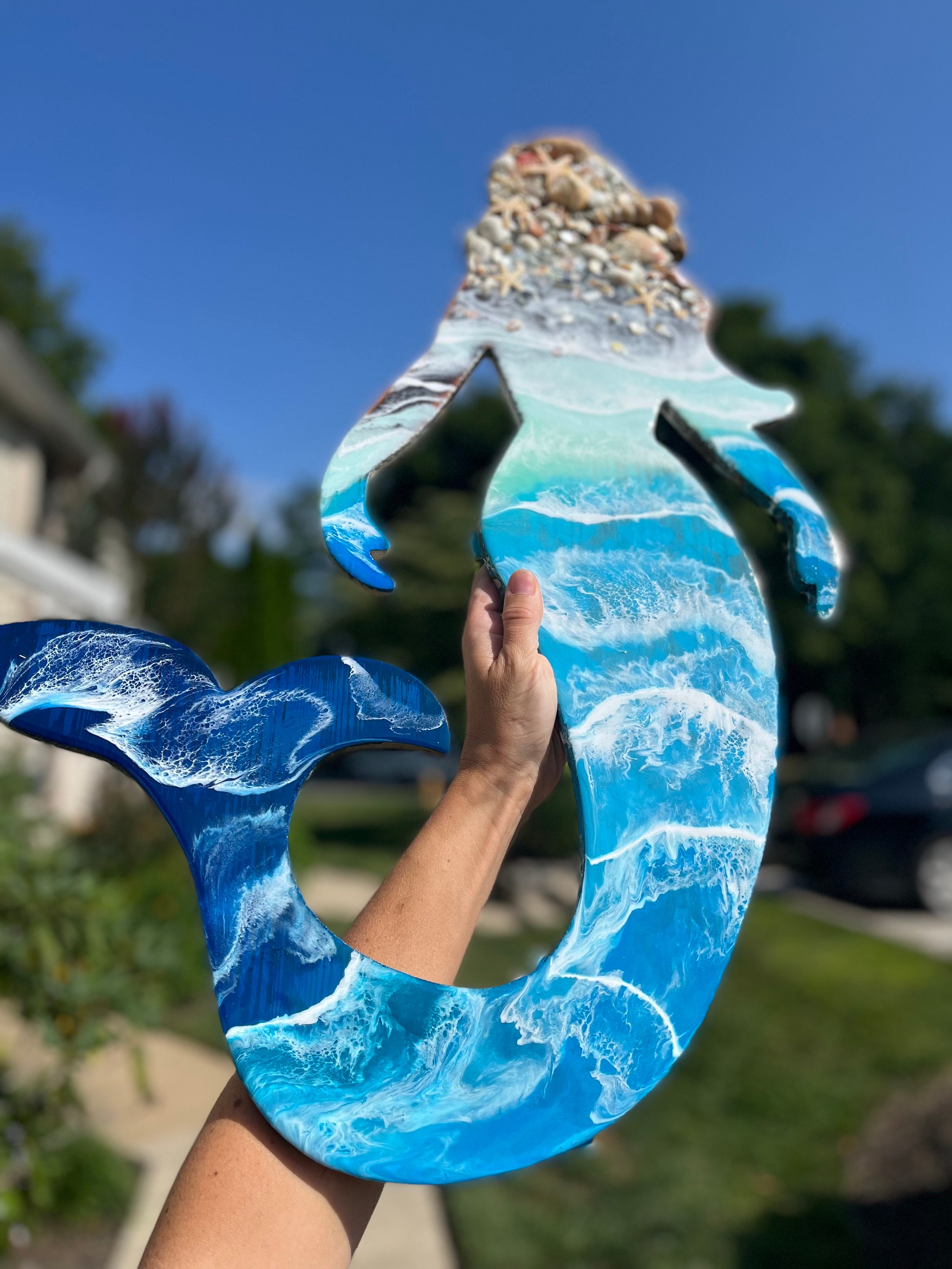 Resin Mermaid Seashell Ocean Wall Decor Artwork - Etsy