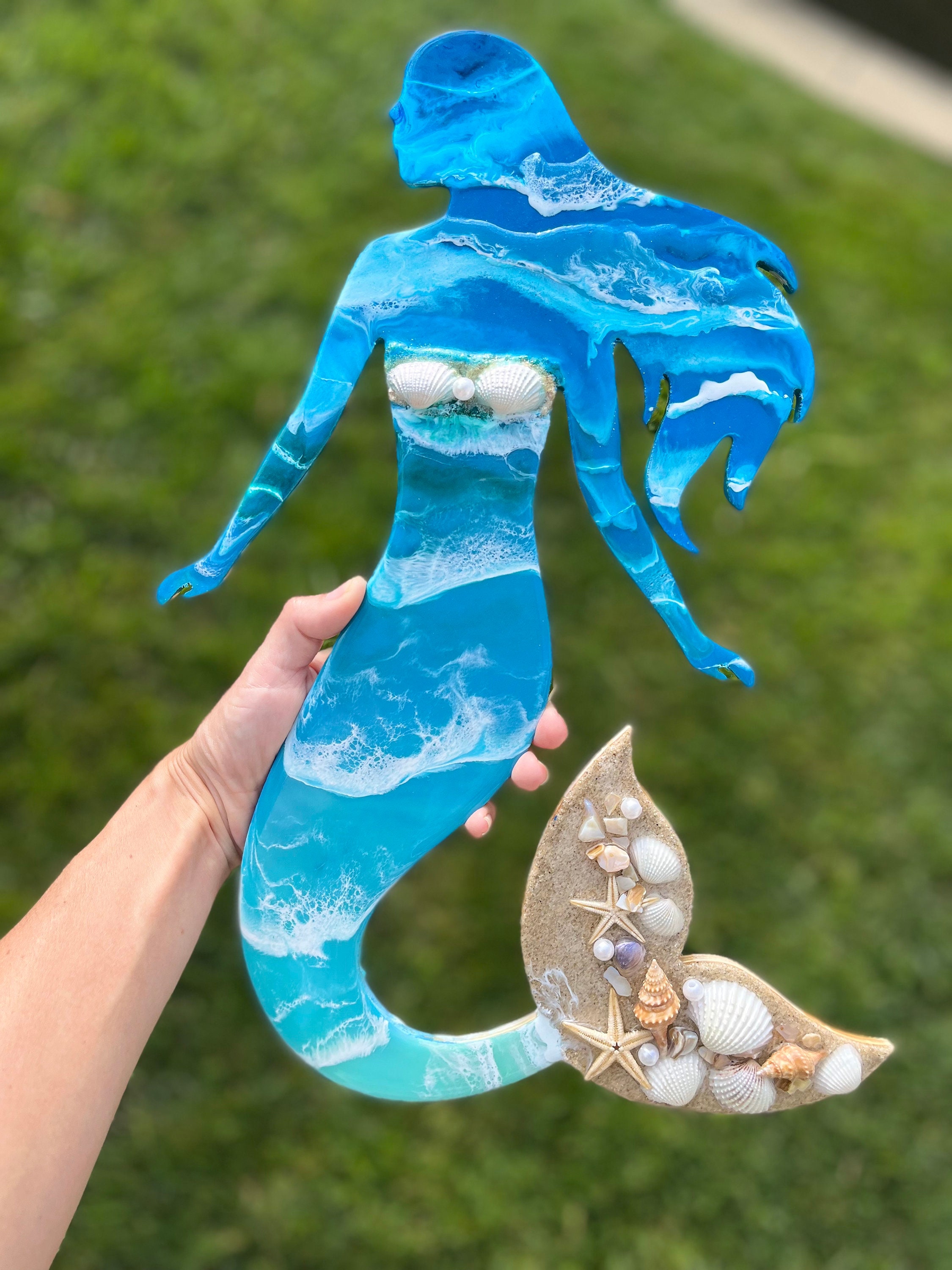 Mermaid Resin Nautical Coastal Beach Art - Etsy