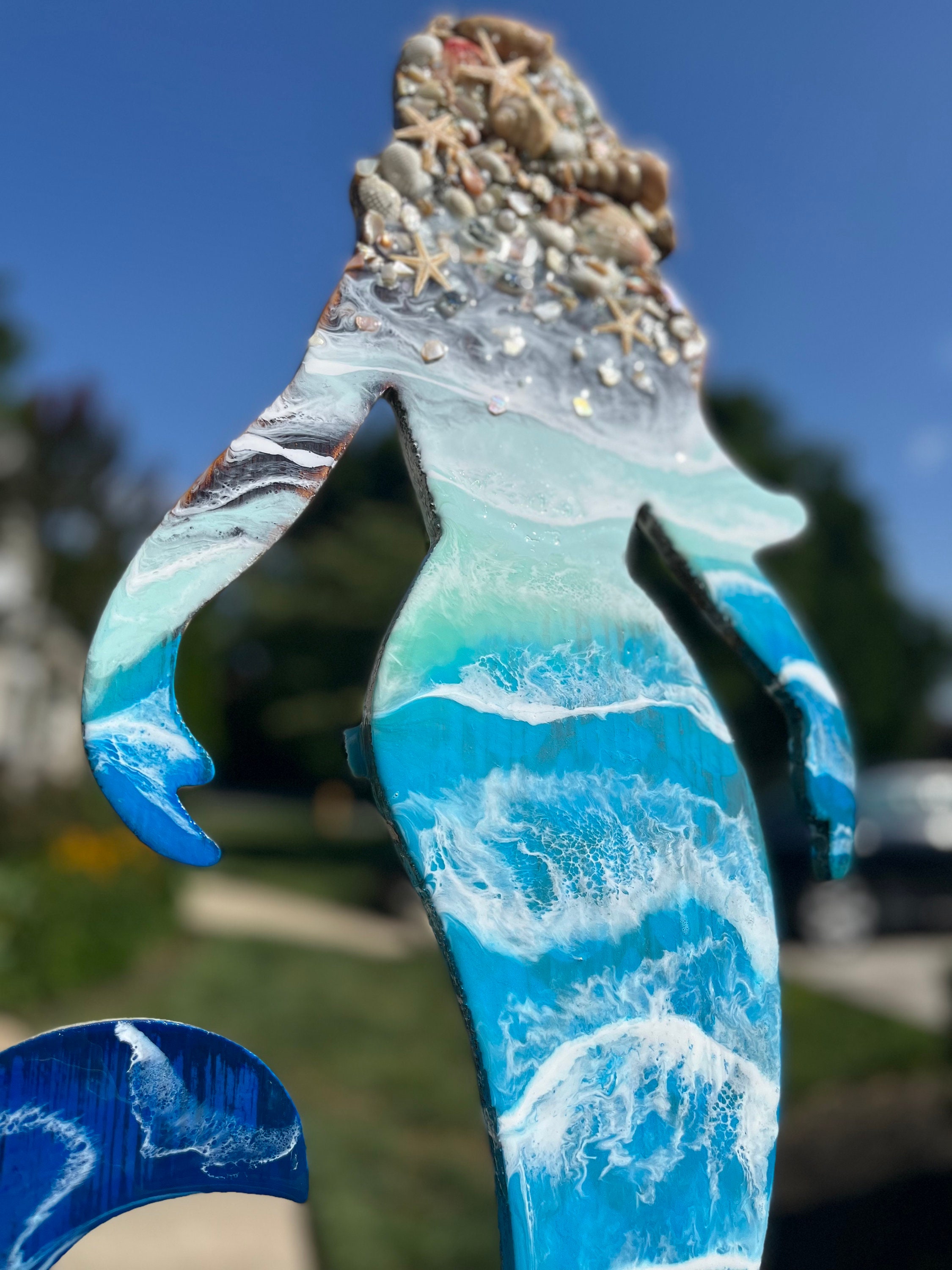 Resin Mermaid Seashell Ocean Wall Decor Artwork - Etsy