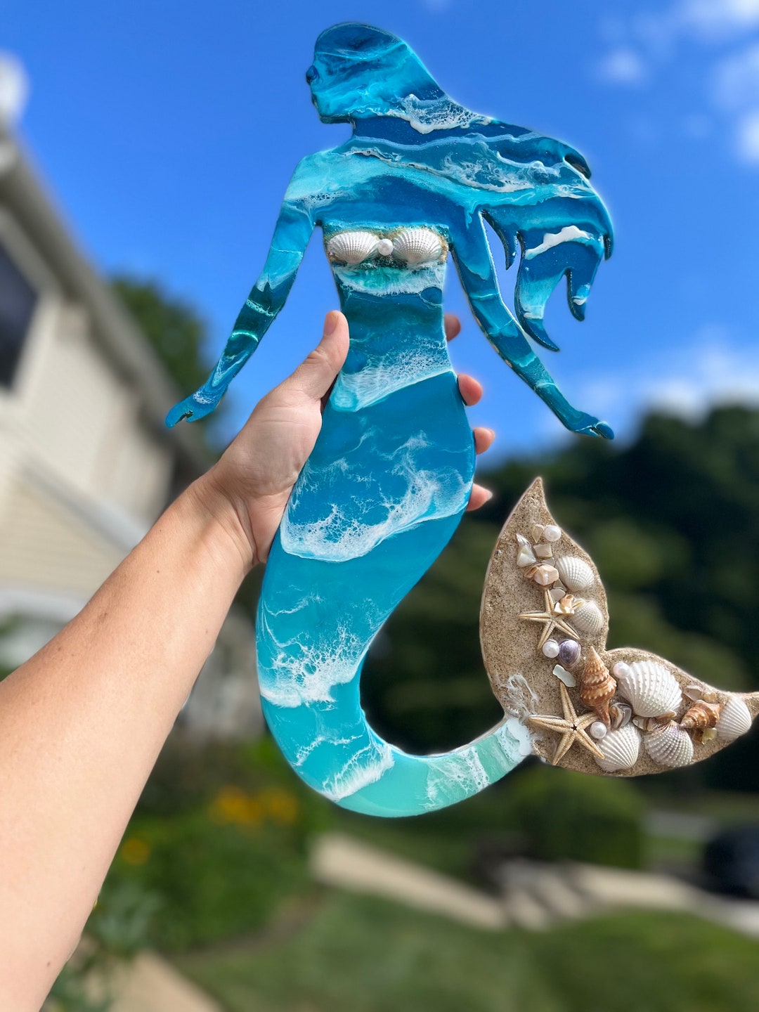 Mermaid Resin Nautical Coastal Beach Art - Etsy