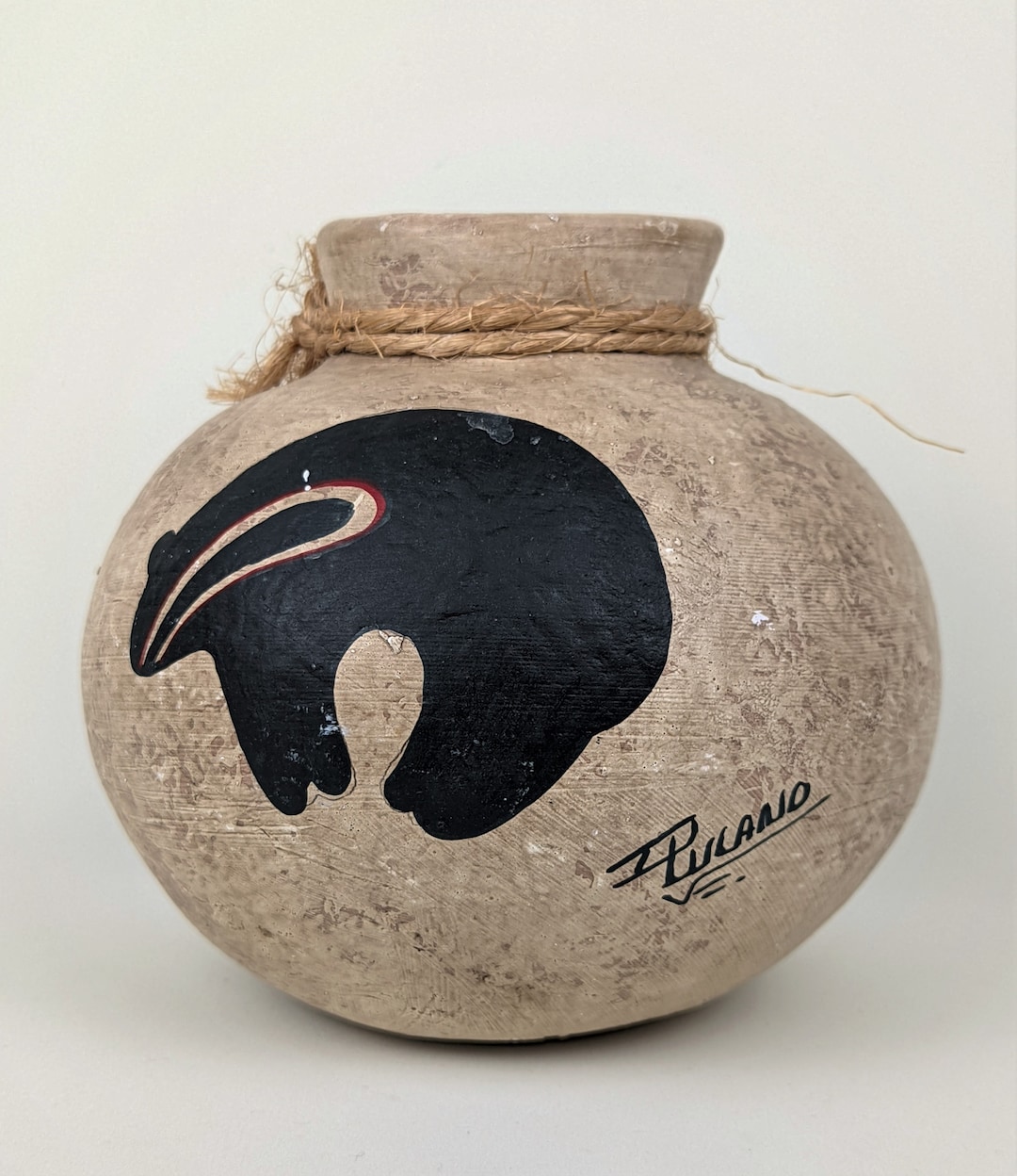 Native American Pottery Clay Vessel Great Spirit Black Bear Figure ...