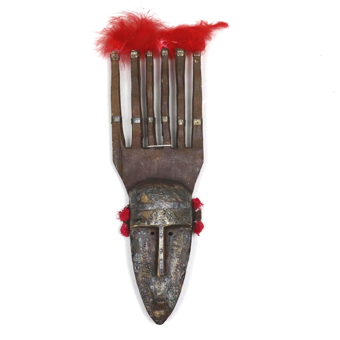 Bambara N’tomo Horned Male Antique Face Mask African Art Wood Sculpture ...