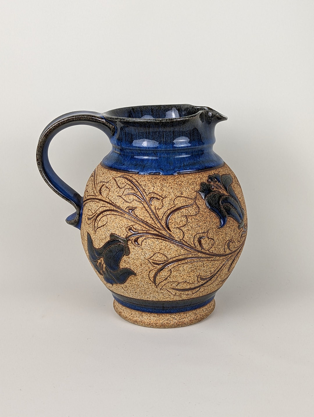 Mark Blumenfeld Pottery Large Pitcher Signed Incised Glazed Stoneware ...