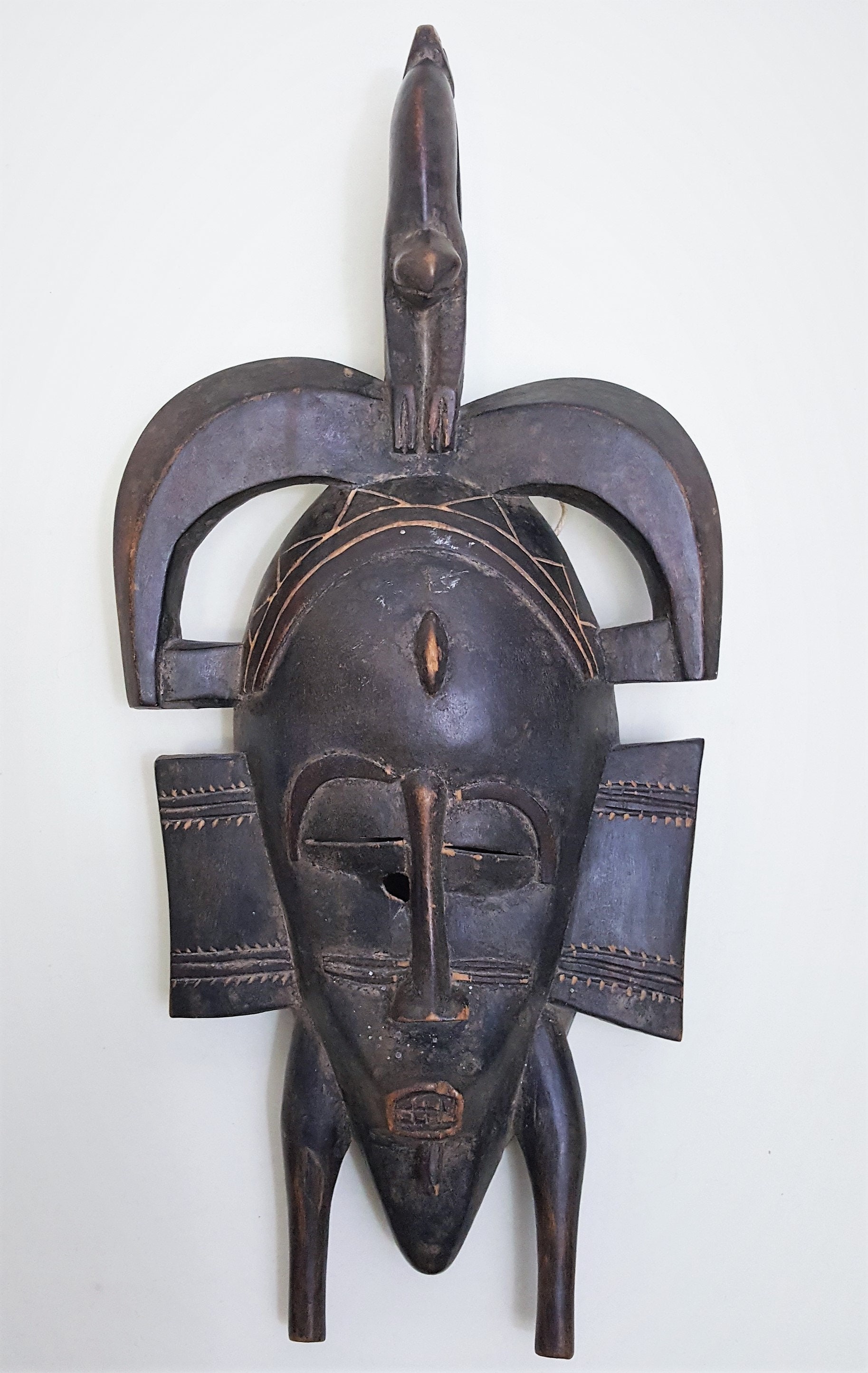 Senufo Mask Hand-crafted African Antique Tribal Art Ivory Coast Ghana ...