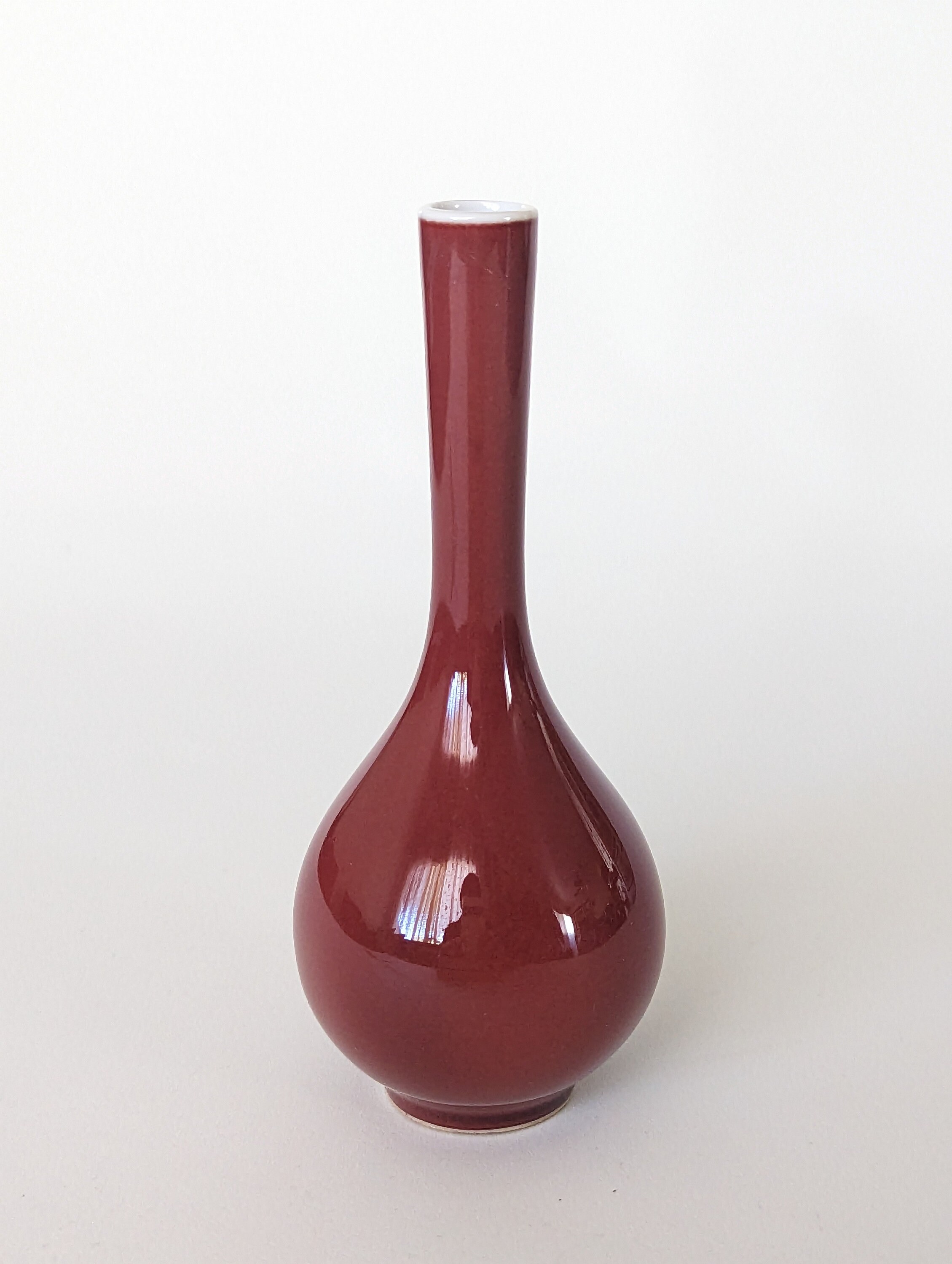 Sang De Boeuf Chinese Dan Ping Porcelain Vase, With Qing Dynasty ...