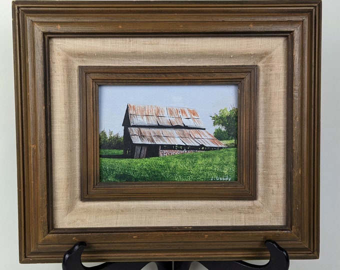 John Doody Original Vintage Acrylic Painting on Board of Barn Landscape ...