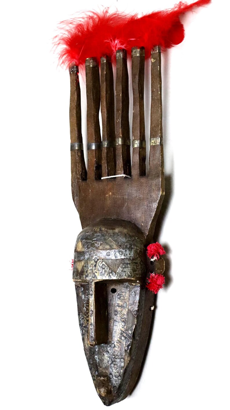 Bambara N’tomo Horned Male Antique Face Mask African Art Wood Sculpture ...