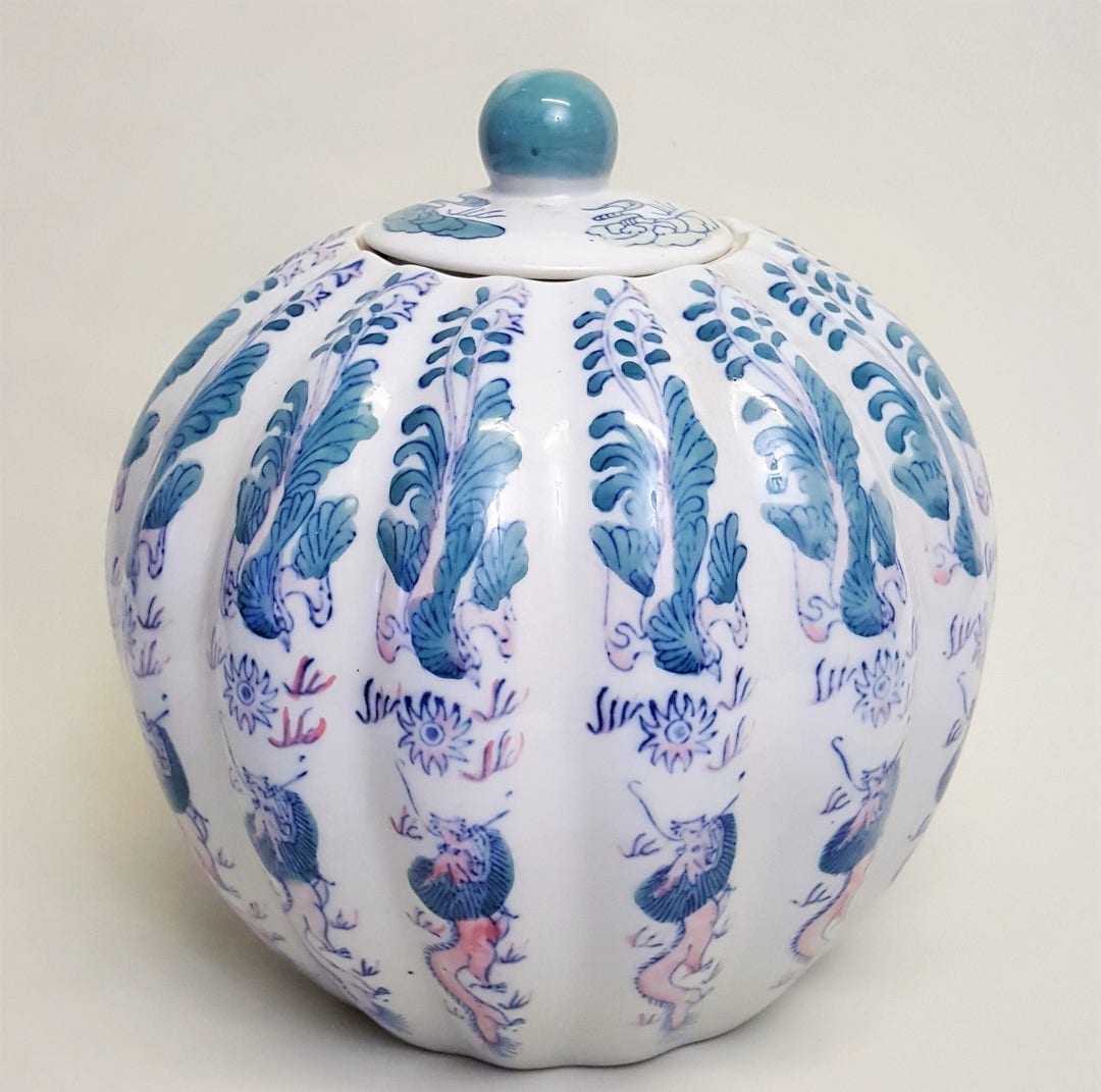 Yongzheng Porcelain Pumpkin Jar With Blue and Pink Colors, Hongli ...
