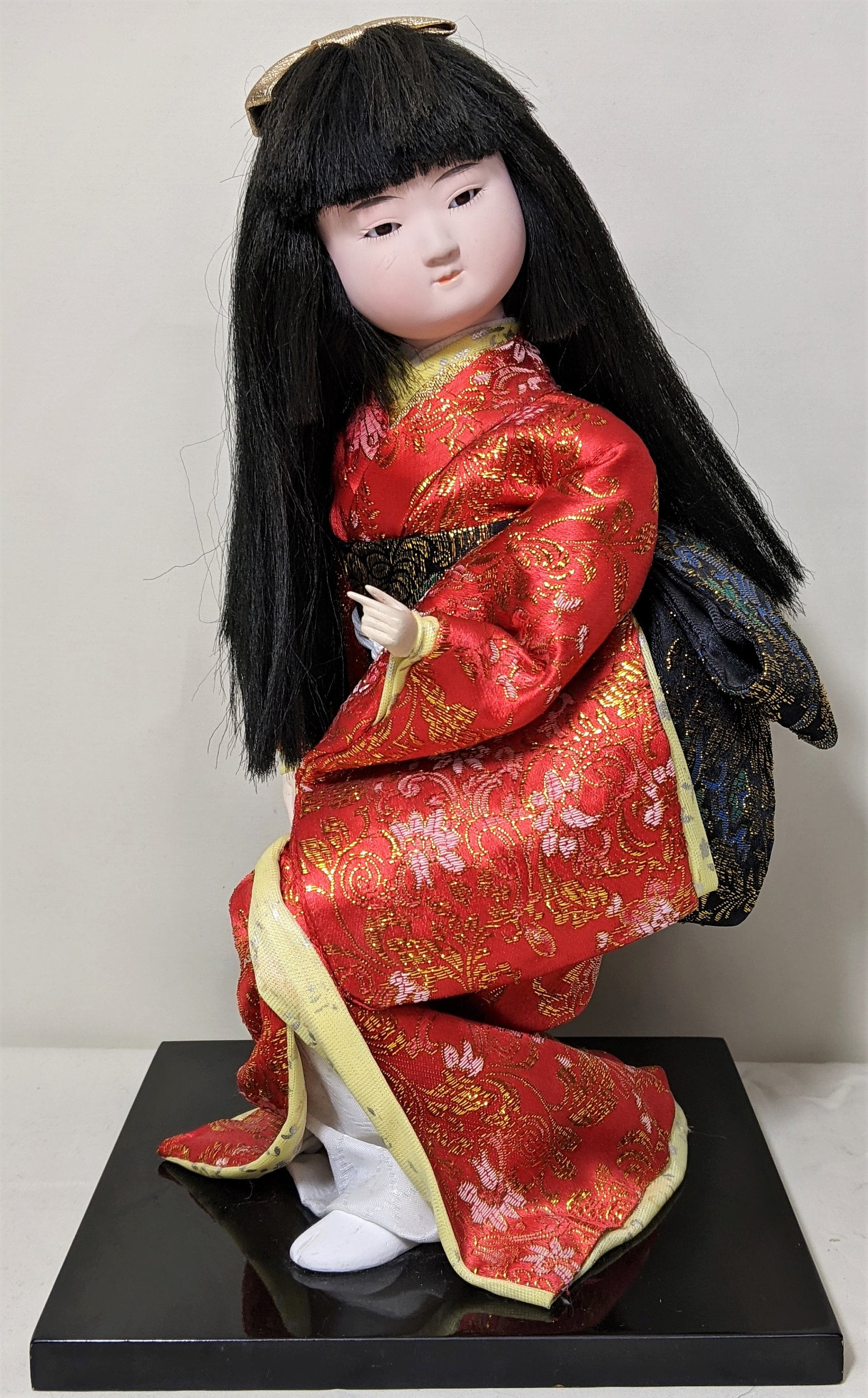 Ichimatsu Doll Japanese Red Kimono Dancing Doll 12 Tall, Gofun, Glass ...