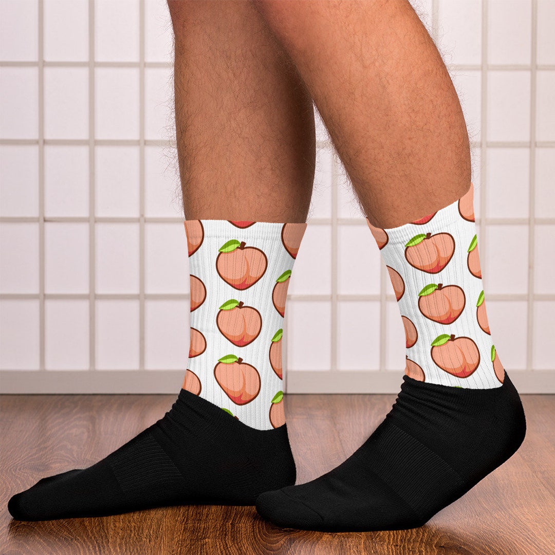 Peach Socks Mens Peach Socks Funny Socks - Etsy