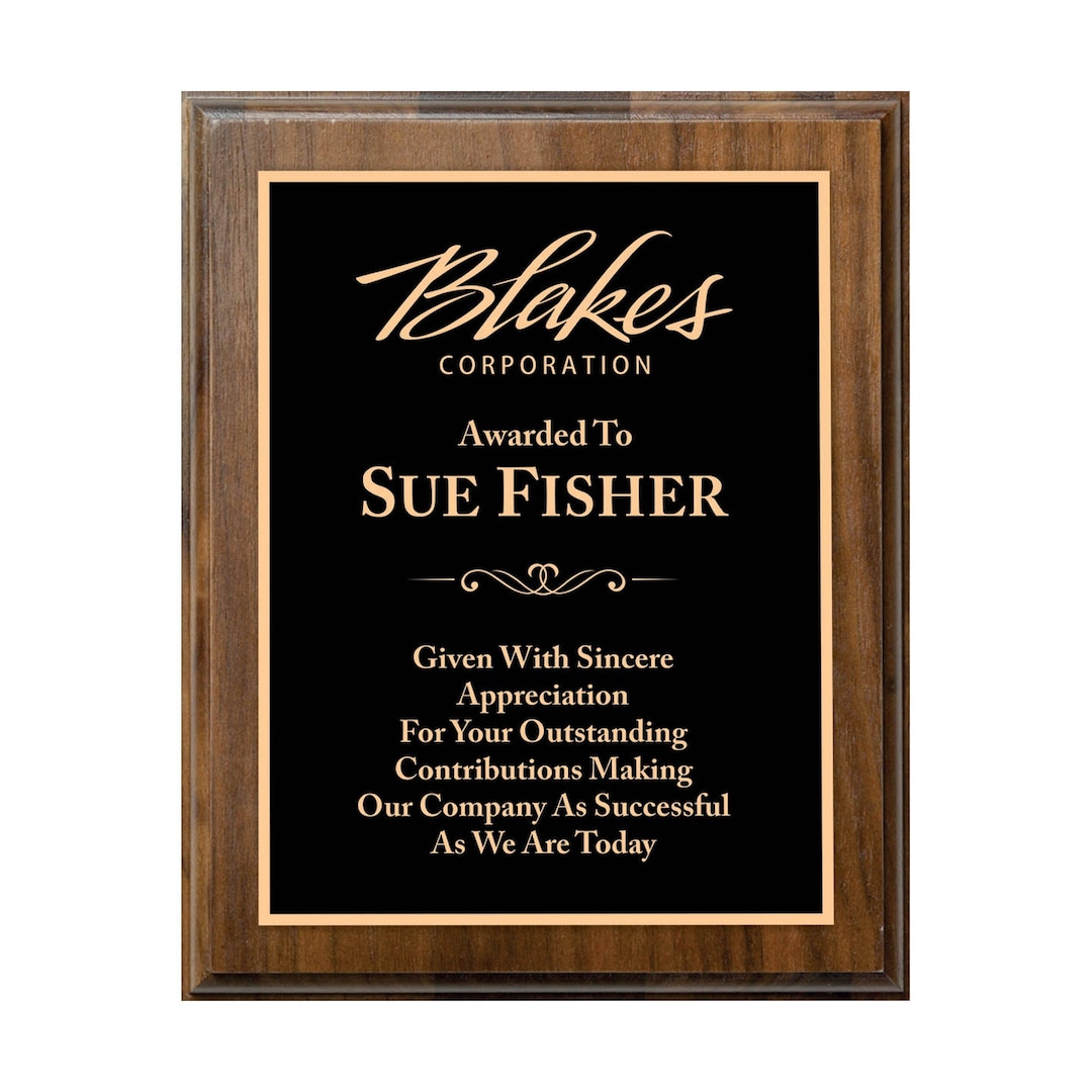 Custom Recognition Plaque 7" X 9" Cherry-finish With Laser Engraving ...