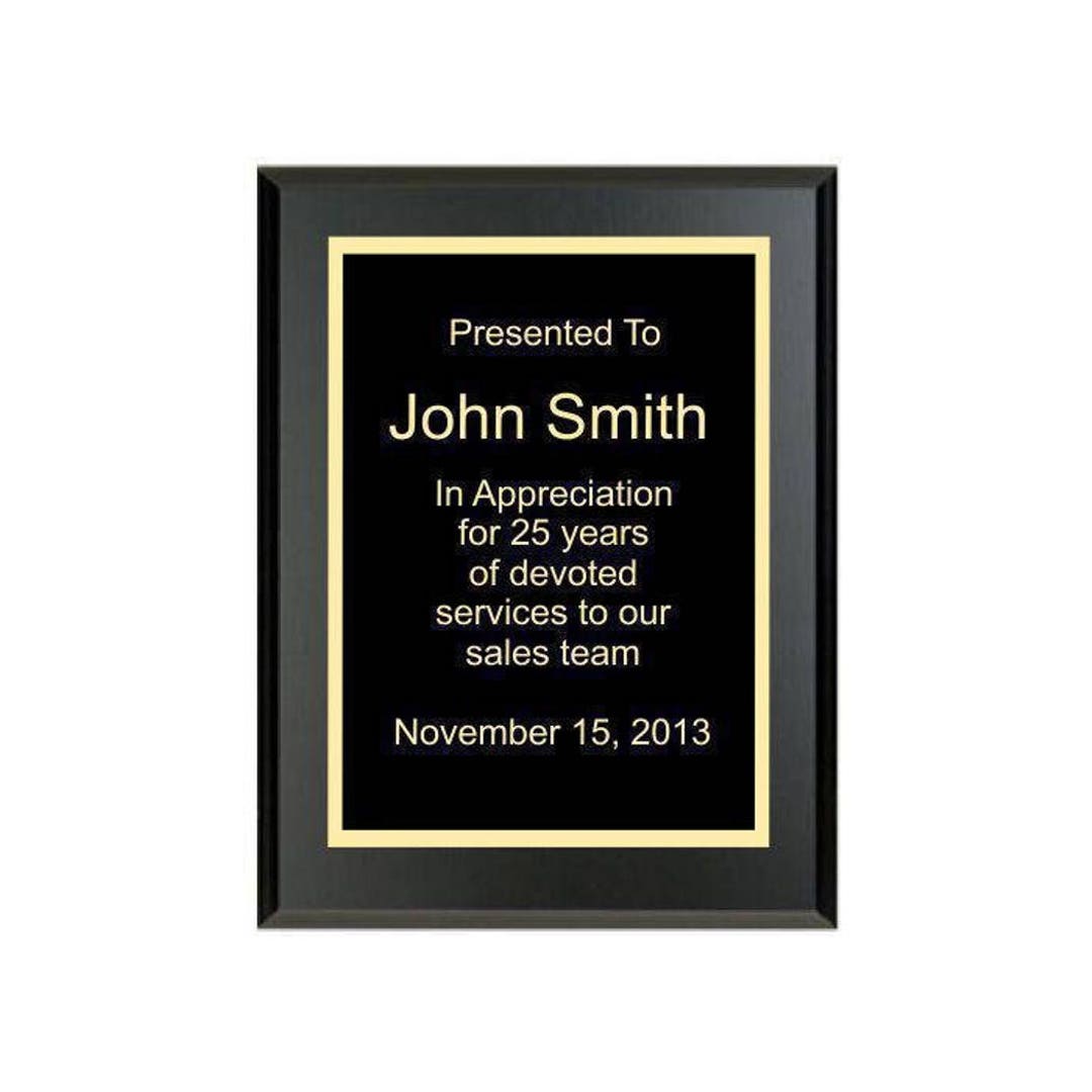 Custom Recognition Plaque 7" X 9" Matte Black Laser Engraving. Your ...