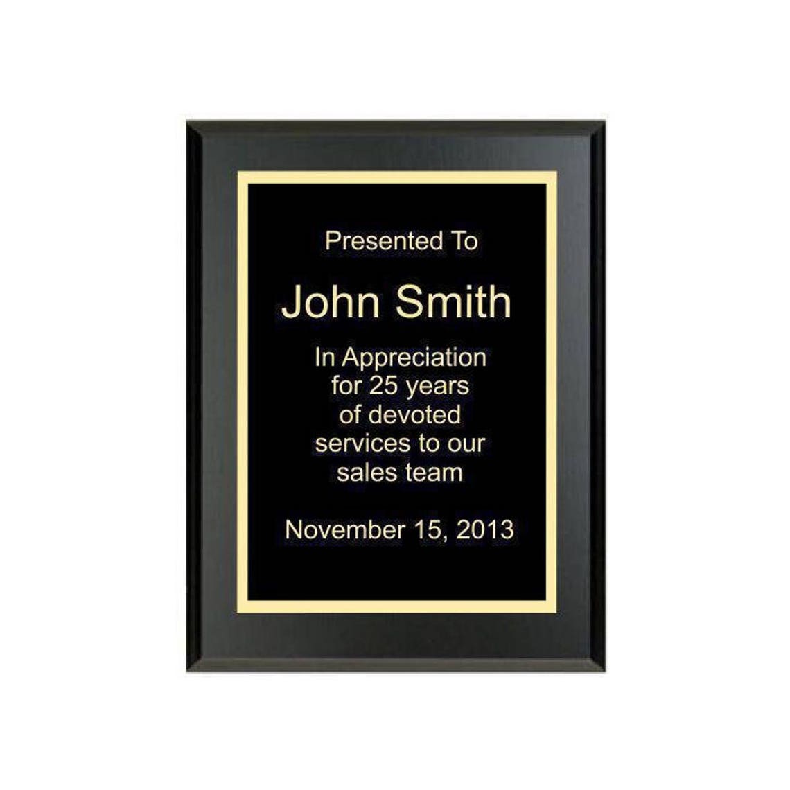 Custom Recognition Plaque 7" X 9" Matte Black Laser Engraving. Your ...