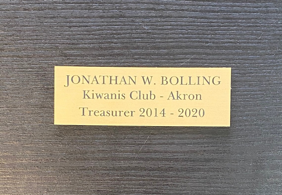 Laser Engraved 3" X 1" Gold Plate W/square Corners and Adhesive Backing ...