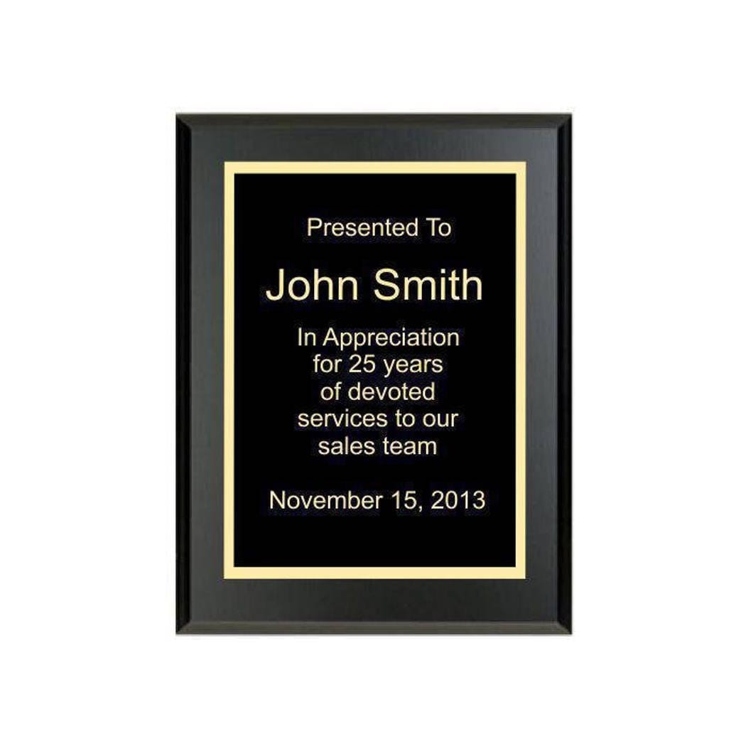 Custom Recognition Plaque 9" X 12" Matte Black With Laser Engraving ...