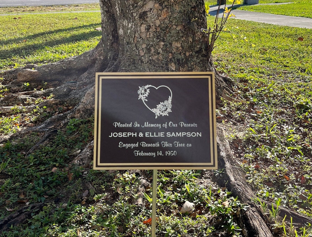 Personalized 8" X 10" Bronze/brown Outdoor Plaque W/ Stake for Memorial, Dedication, Garden ...