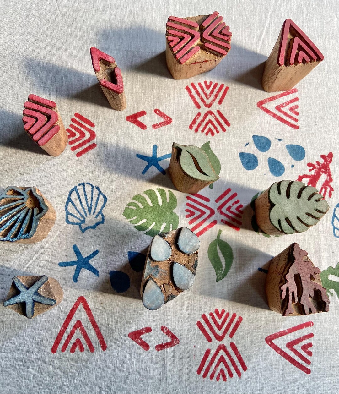 Handcarved Wooden Block Printing Stamps for Fabric, Clay, Pottery ...