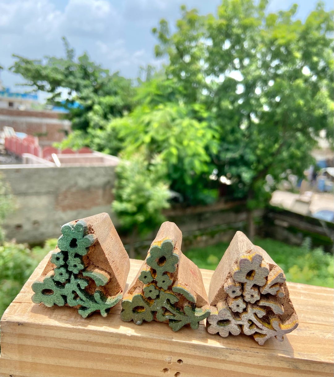 Floral Wood Block Prints - Hand Carved Sheesham - Set of 3 - Etsy