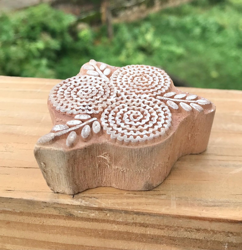 Hand Carved Spiral Leaf Wooden Block Stamp – Fabric, Clay & Paper ...