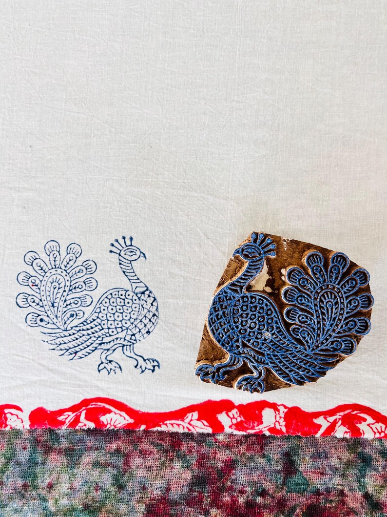 Hand-carved Peacock Wood Block Stamp: Indian Textile Art - Etsy
