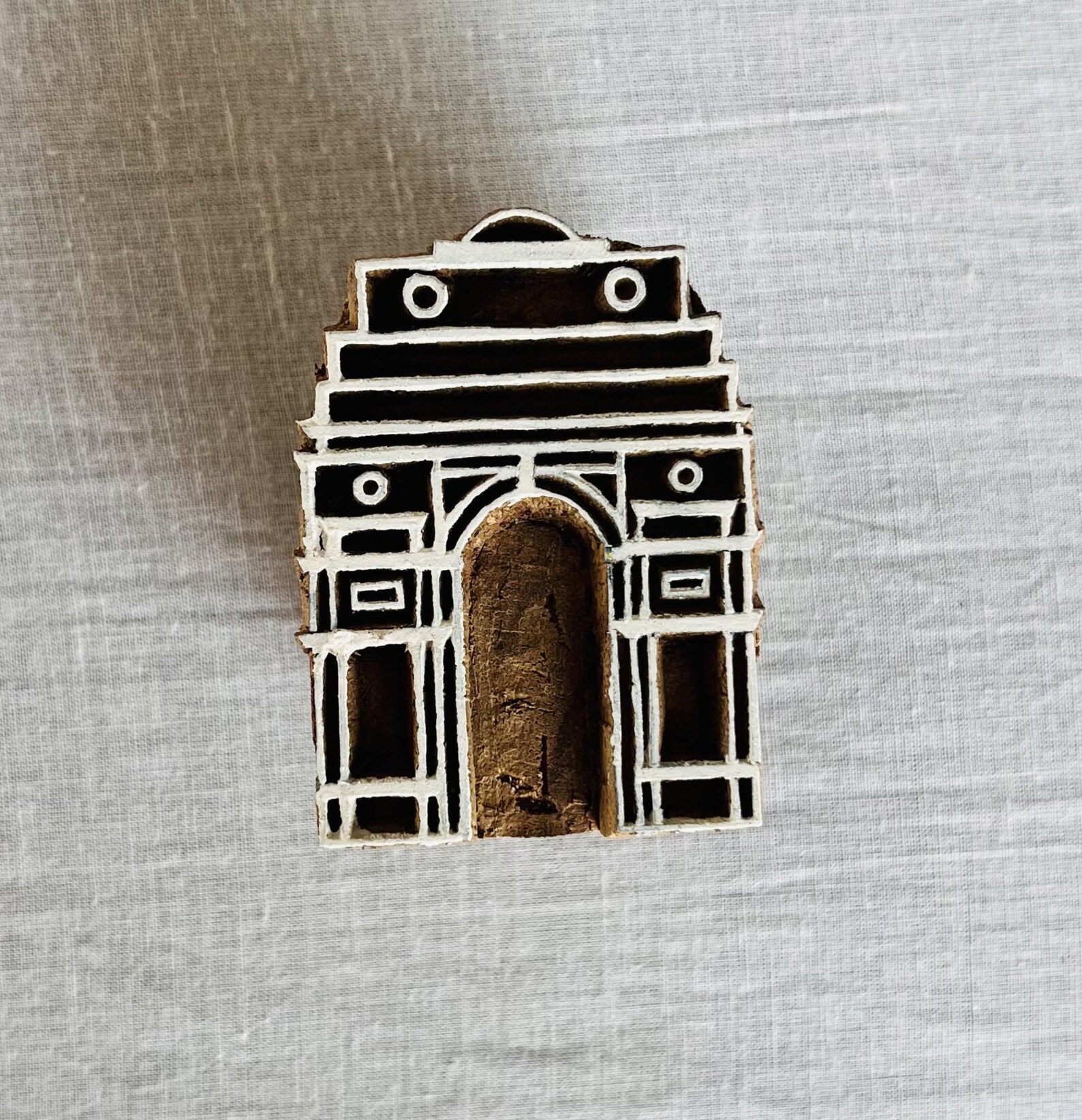 India Gate Monument Block Print Stamp | Architectural Hand-carved Wood ...