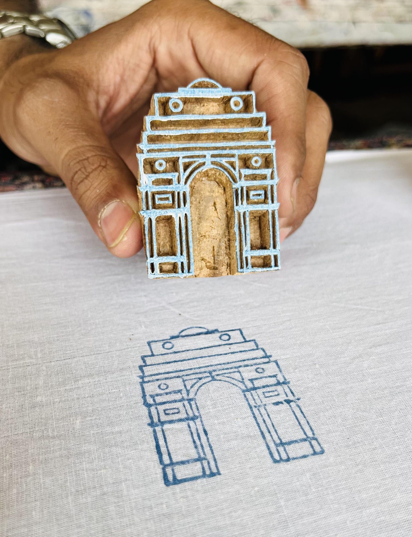 India Gate Monument Block Print Stamp | Architectural Hand-carved Wood ...
