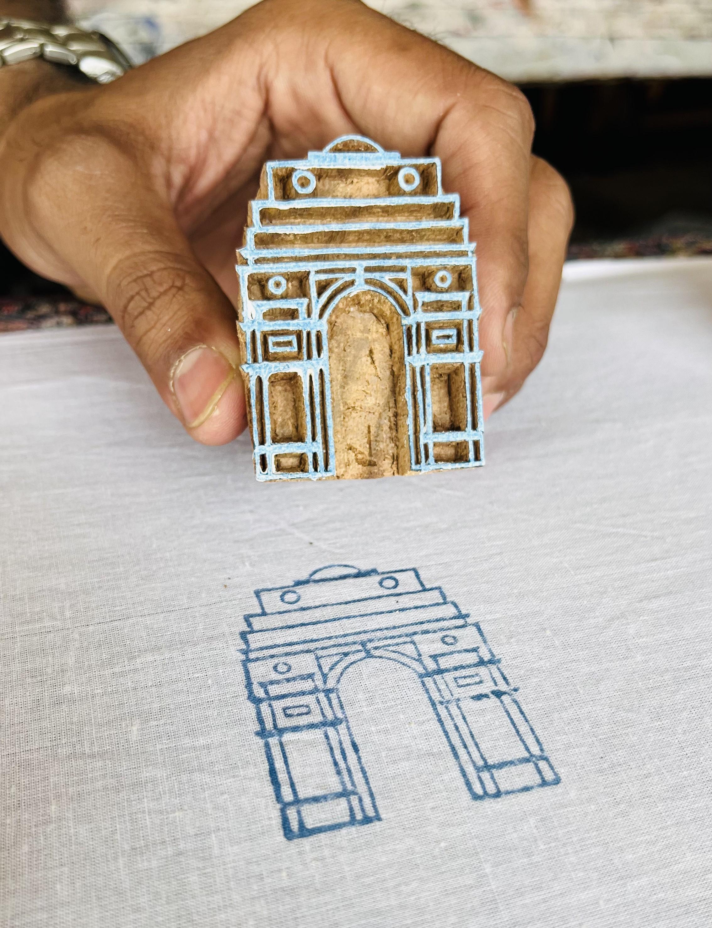 India Gate Monument Block Print Stamp | Architectural Hand-carved Wood ...