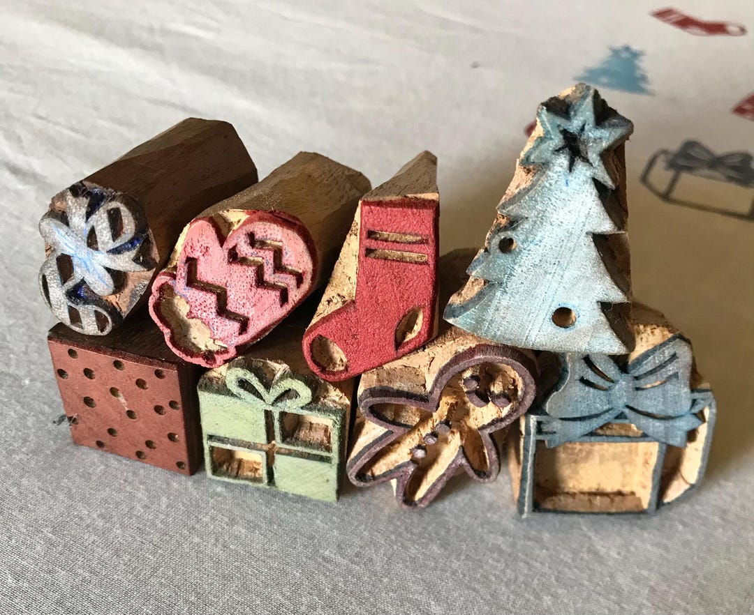 Hand-carved Wooden Block Printing Stamps | Festive Motifs Collection ...