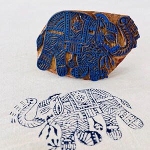 Hand-carved Wooden Block Print Stamp Elephant Design | Indian Textile ...
