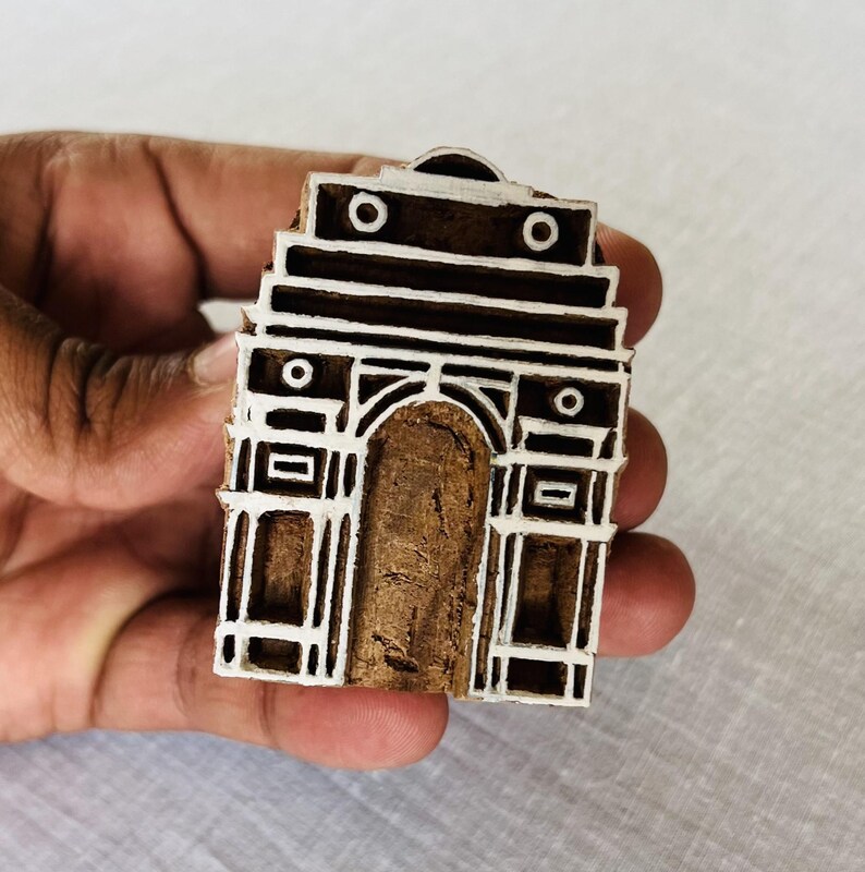 India Gate Monument Block Print Stamp | Architectural Hand-carved Wood ...