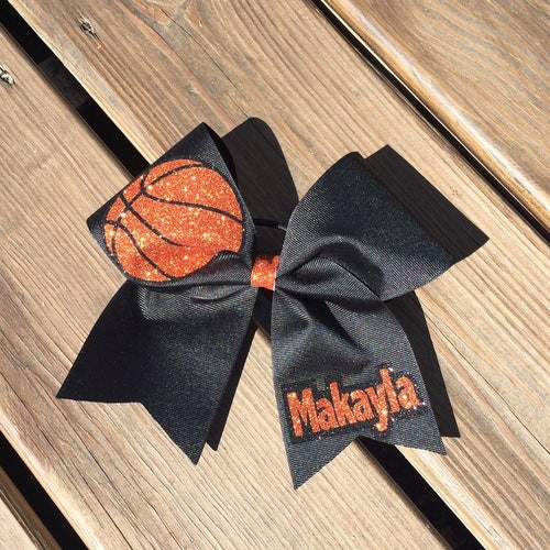 Basketball Cheer Bow Black Personalized | Etsy