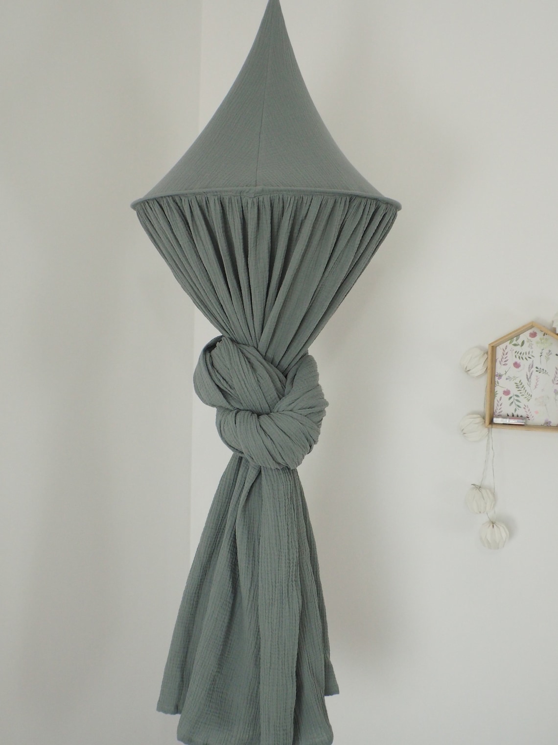 Muslin Canopy Grey Sagegreen / Bed Canopy / Kids Baby Canopy | Etsy