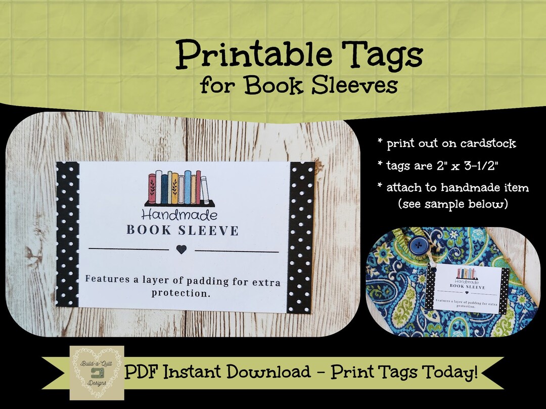 Printable Tag/card for Book Sleeves | Instant Download | Print, Cut ...