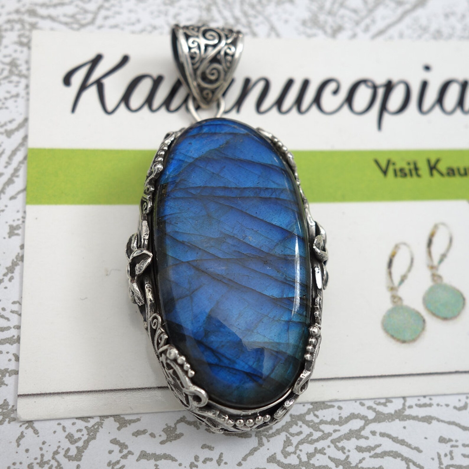 Labradorite Pendant Handmade in Bali Ornate Design Bali Jewelry ...