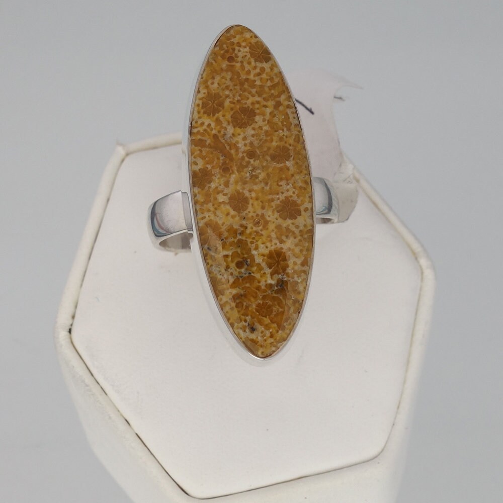 Coral Fossil Ring; 925 Sterling Silver; Comfortable Ring; Handmade Bali ...