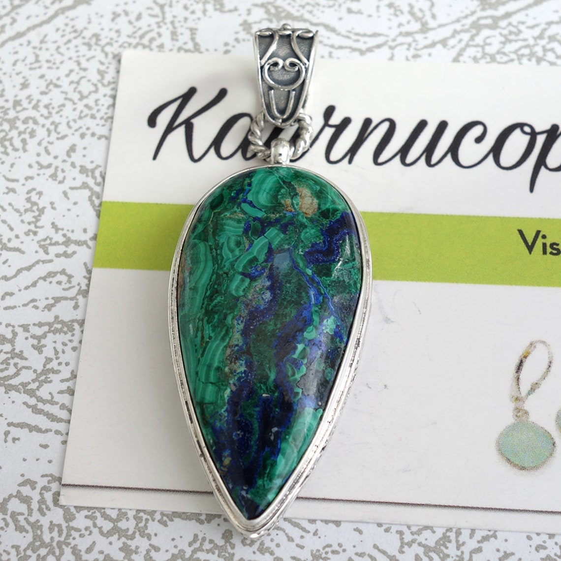 Azurite Pendant Real Azurite Gemstone Pendant Azurite Necklace Azurite ...