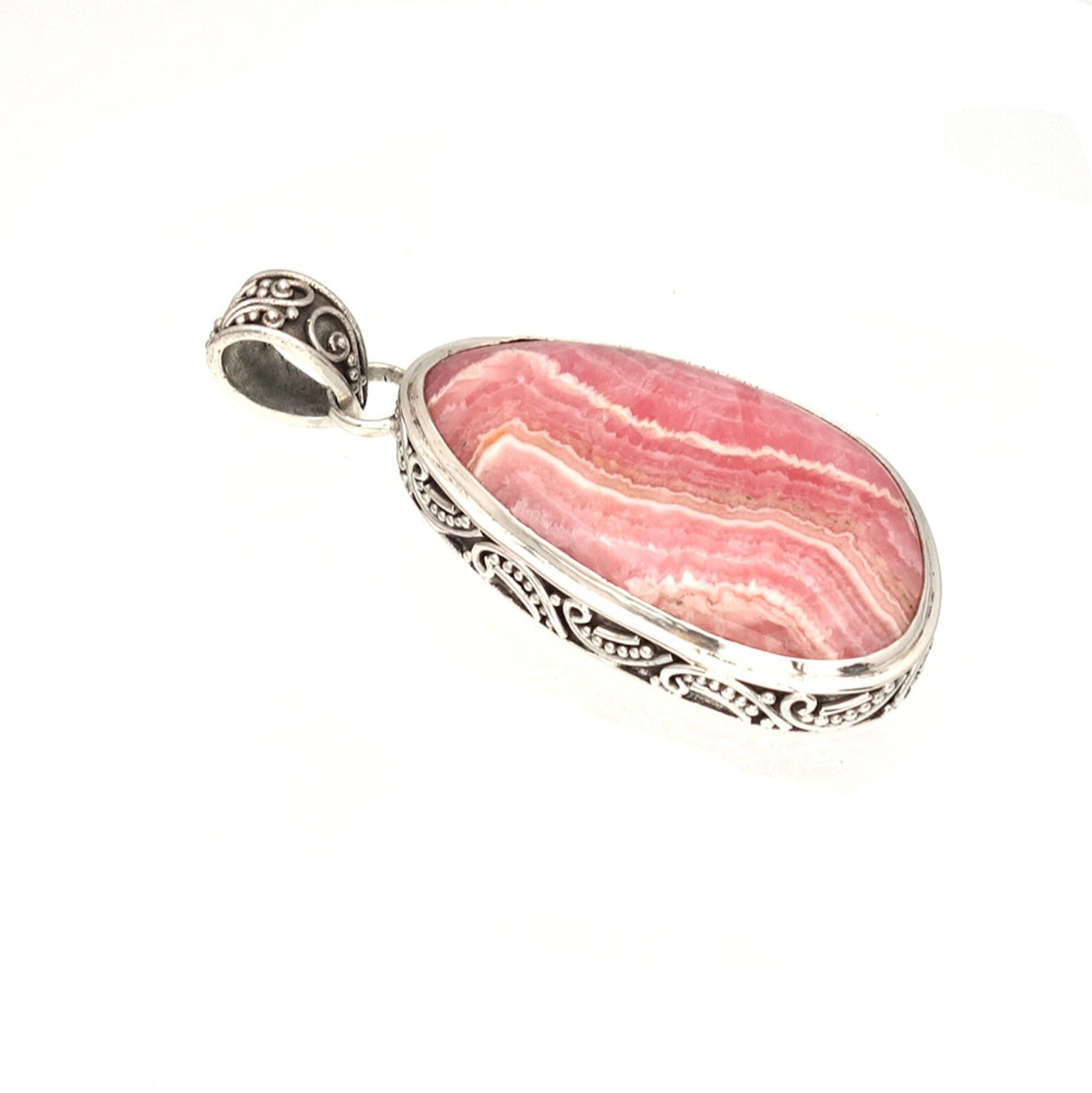 Rhodochrosite Pendant Rhodochrosite Jewelry Rhodochrosite Necklace Bali ...