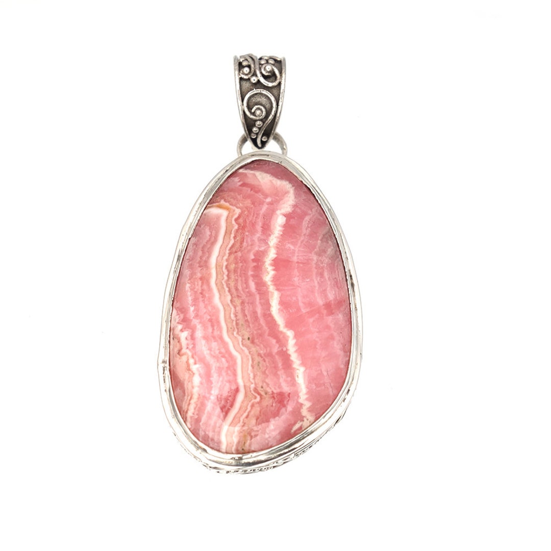 Rhodochrosite Pendant Rhodochrosite Jewelry Rhodochrosite Necklace Bali ...