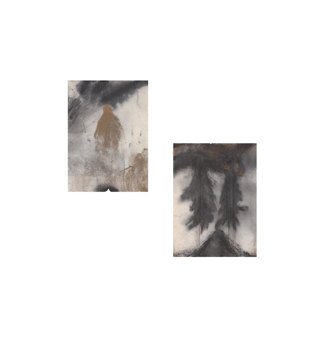 Small Abstract Art, Abstract Sketch Painting Art, Set of 2 Abstract Art ...
