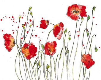 Poppy Art Print | Etsy
