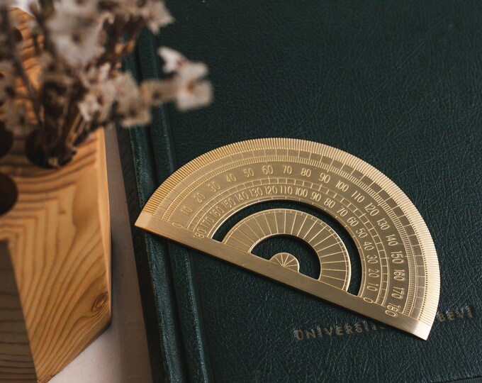 Brass Protractor / Gold Metal Measuring Tool / Brass Ruler / Drawing ...