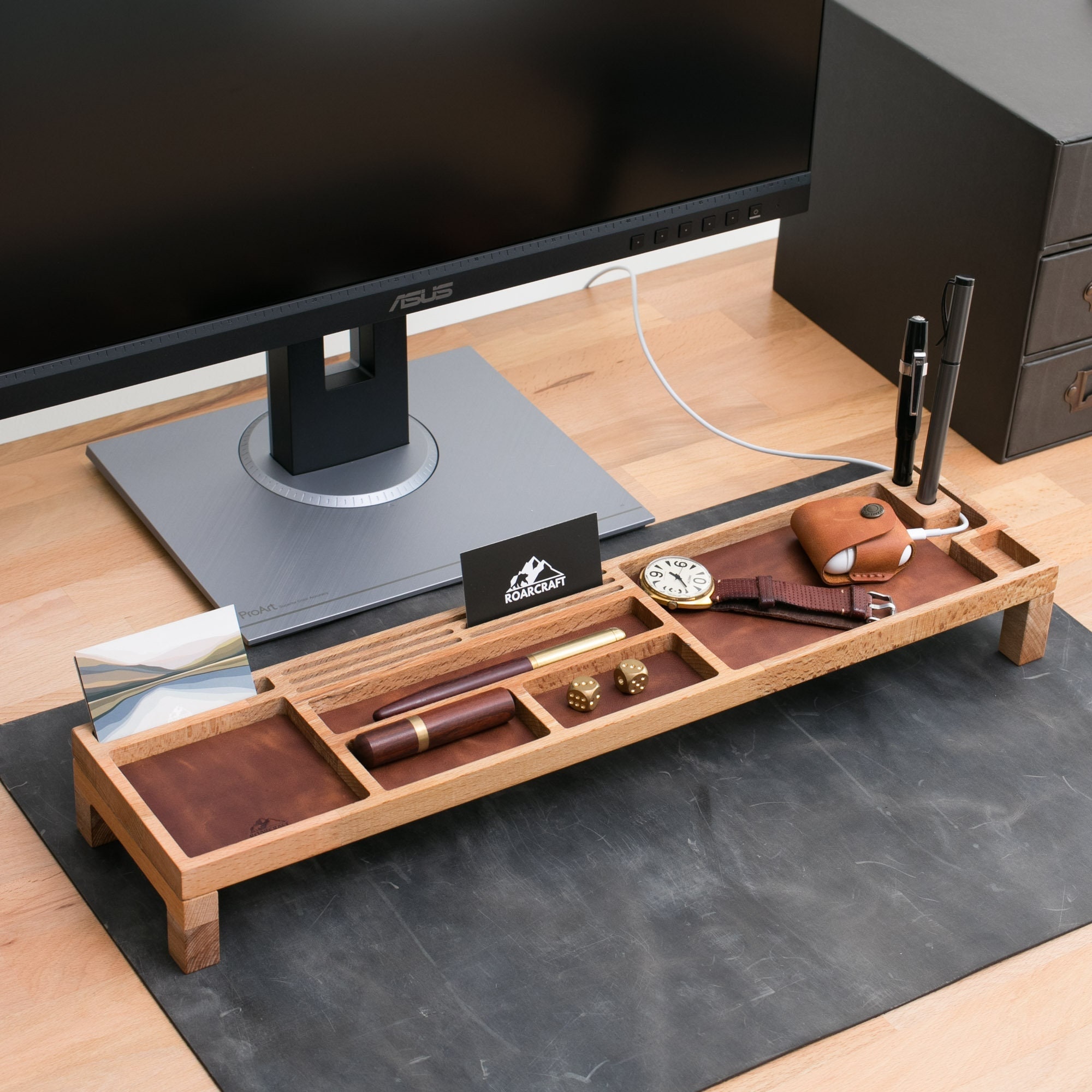 Wood Desk Organizer / Office Desk Organizer / Wooden Valet - Etsy