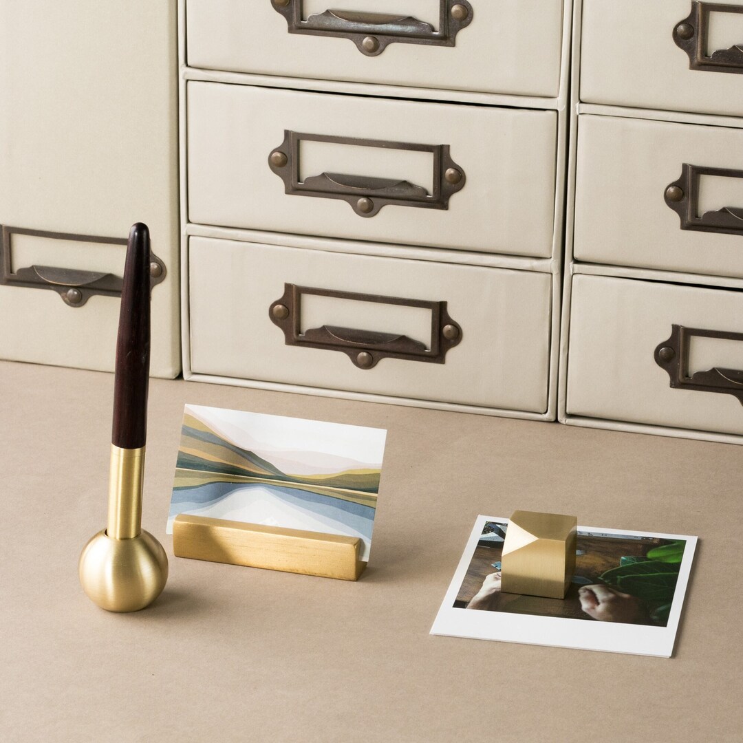 Brass Desk Set - Set of 3 / Office Desk Set / Pen Pot / Business Card ...