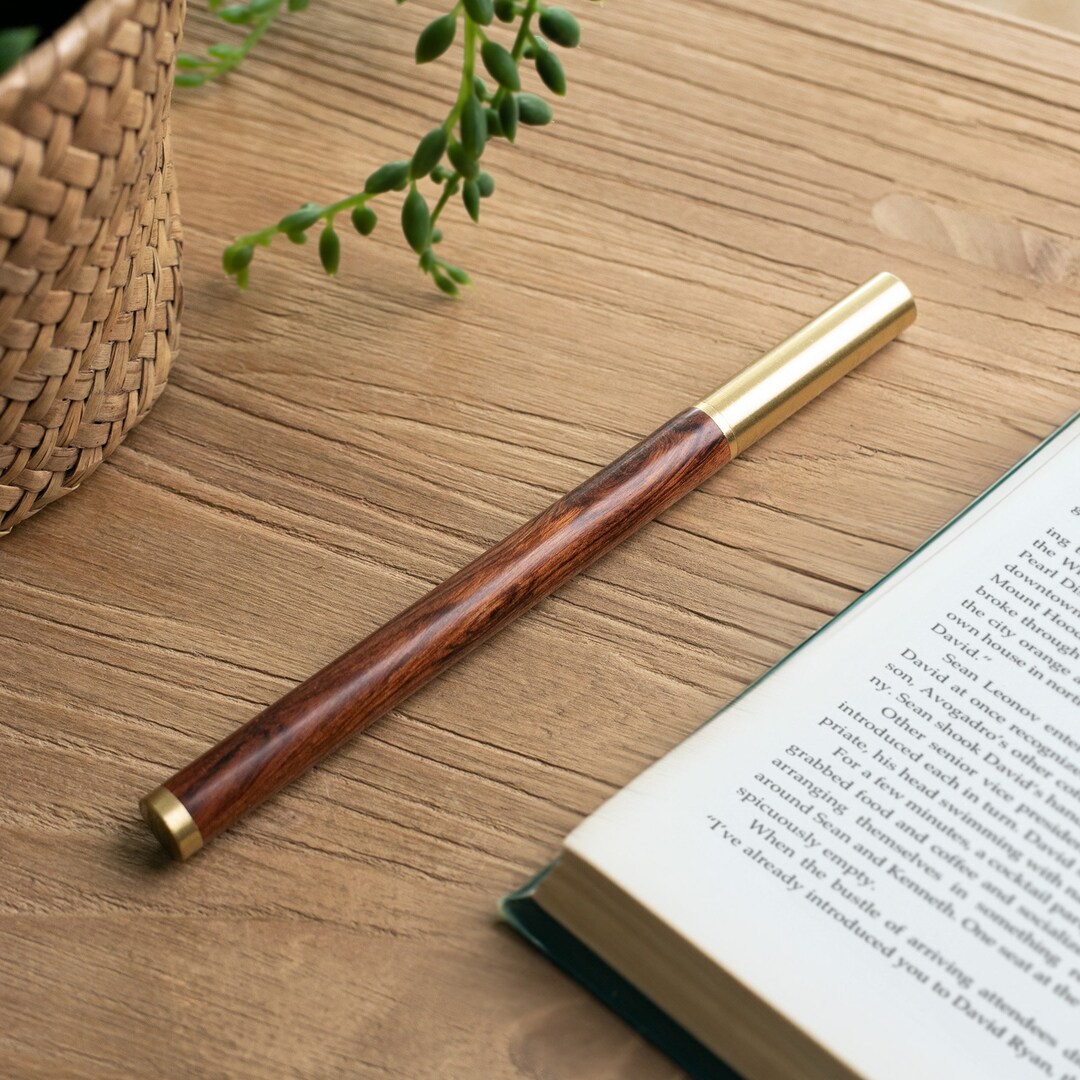 Brass EDC Pen / Personalized Wood & Brass Gel Pen for Writing / Sign ...