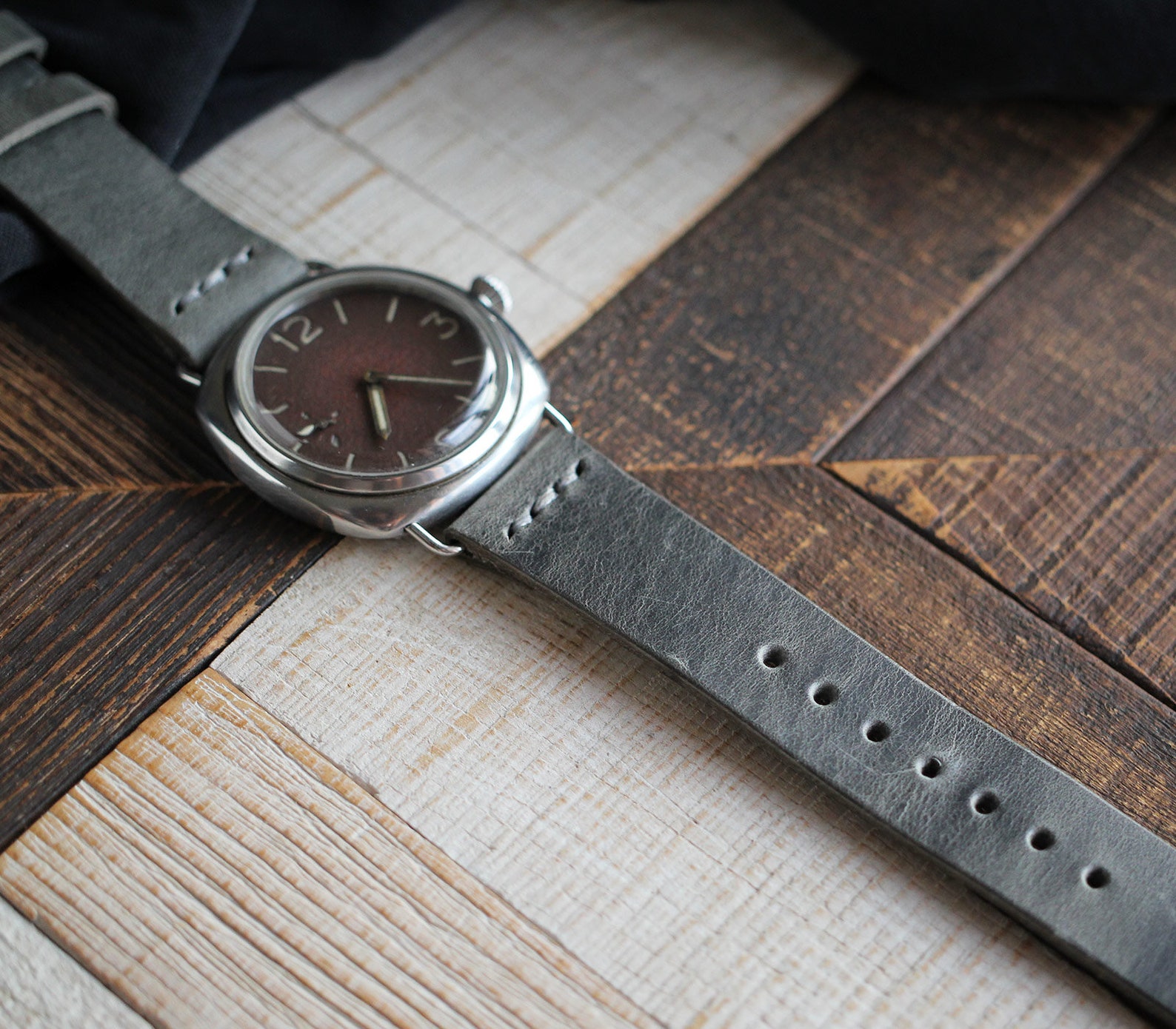 Leather 20mm Watch Strap / 18mm 22 Mm 24mm 26mm Antique Gray | Etsy